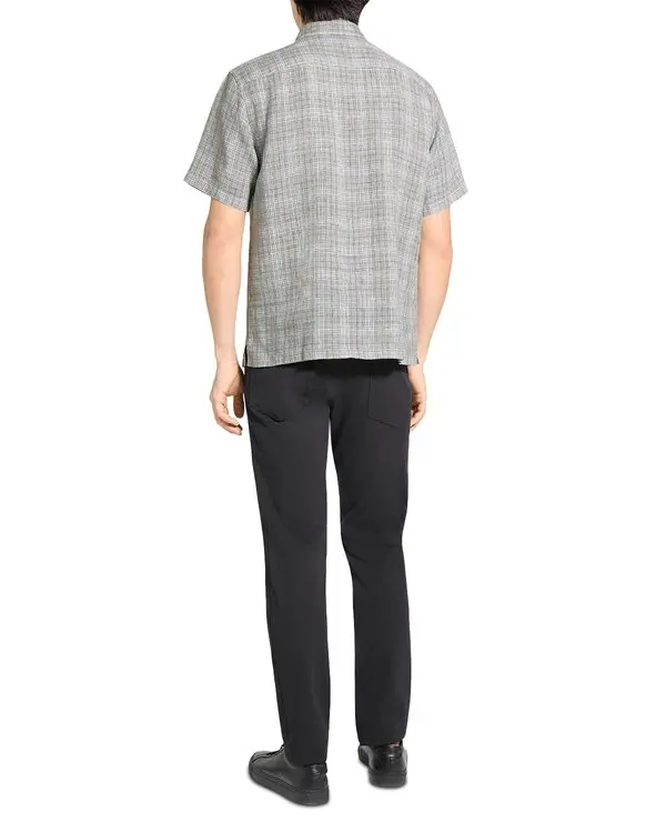 Theory Irving Short Sleeve Shirt In Relaxed Linen - Pine Grove Multi