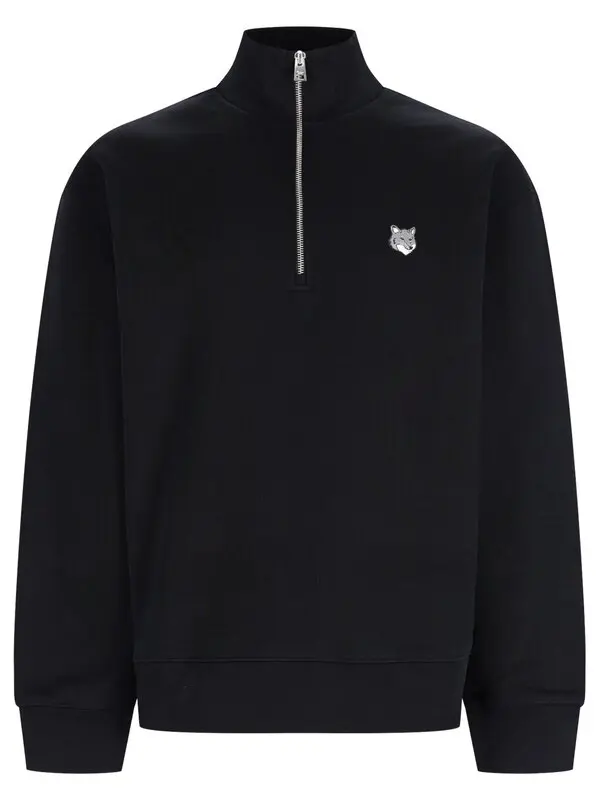Maison Kitsuné Felpa "fox Head" Con Zip - Black