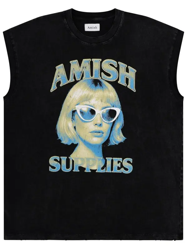 AMISH SUPPLIES Top Con Stampa - Black