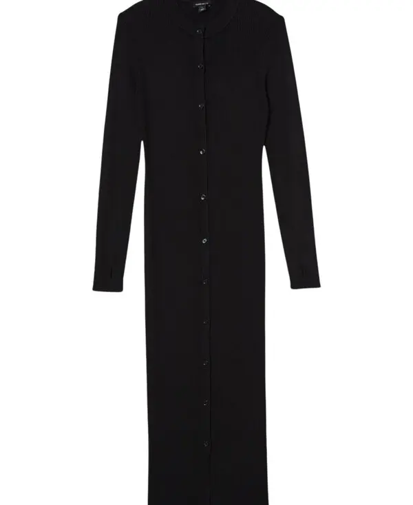 Karen Millen Button Through Ribbed Maxi Dress