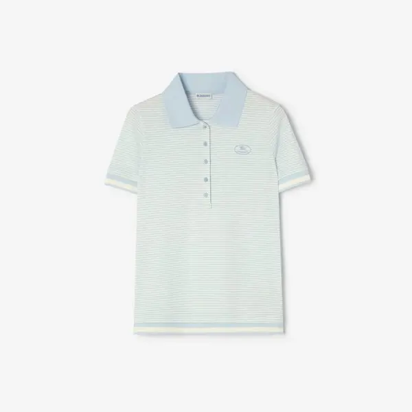 Burberry Striped Cotton Polo Shirt - Glacier Blue