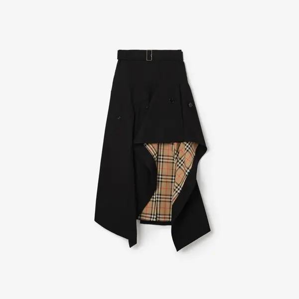 Burberry Gabardine Asymmetric Trench Skirt - Black