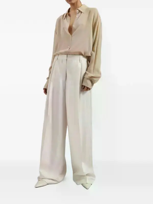 THE FRANKIE SHOP Pleated Wide-leg Trousers In Ivory