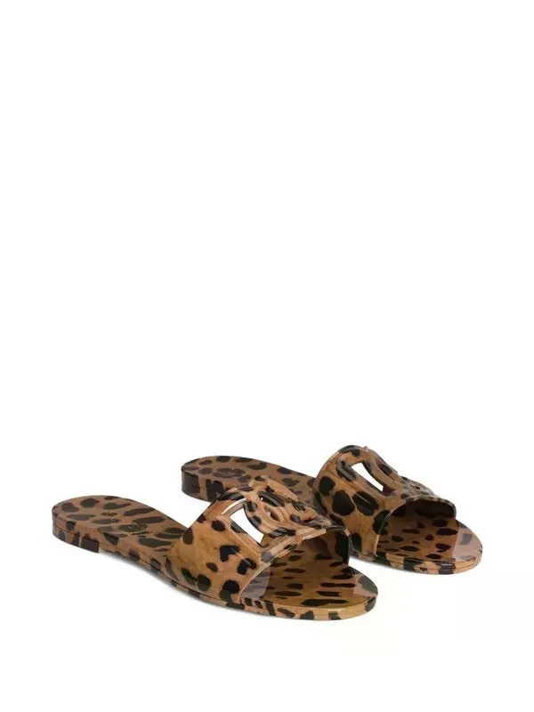 Dolce & Gabbana Leo-print Rubber Slides - Brown