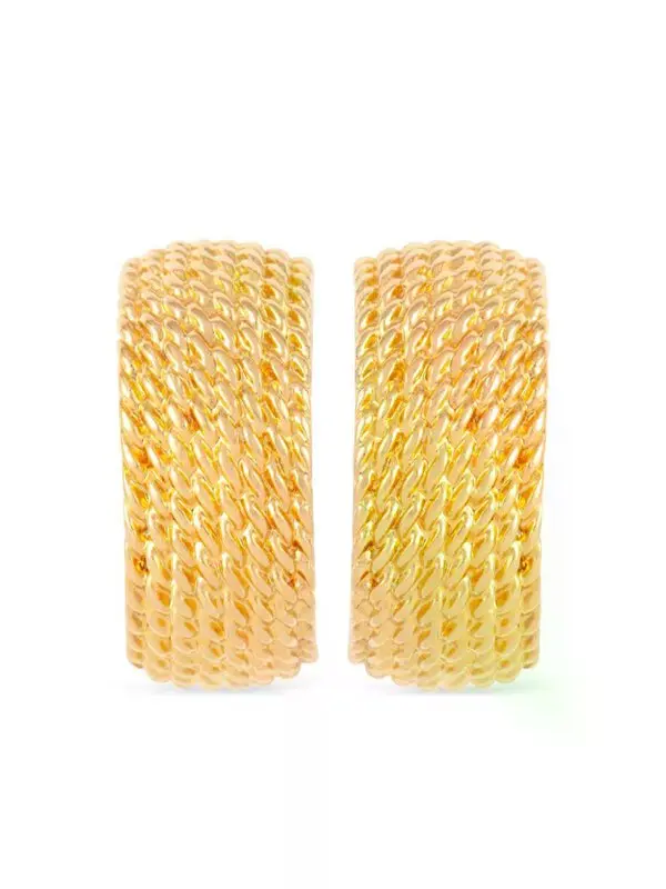 SUSAN CAPLAN 1980s Monet Clip-on Hoop Earrings - Gold