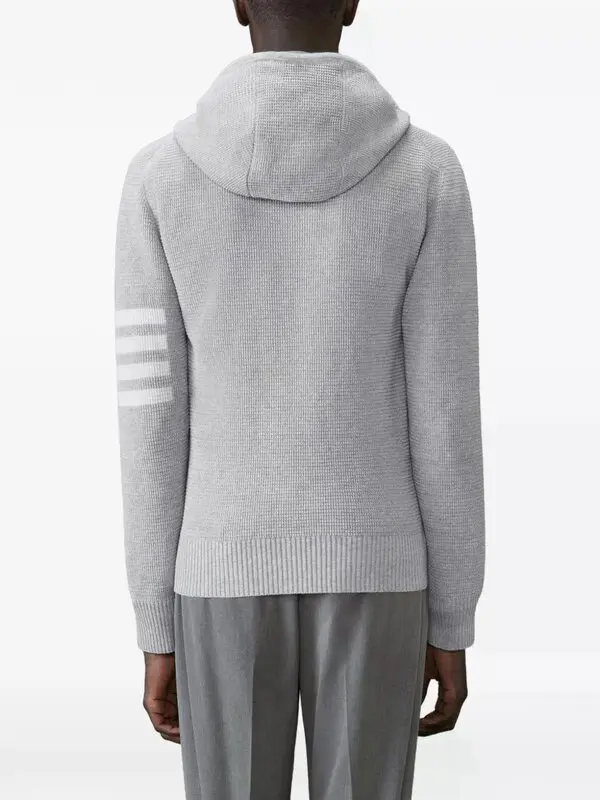 Thom Browne 4-bar Textured-stitch Zip-up Hoodie - Blue