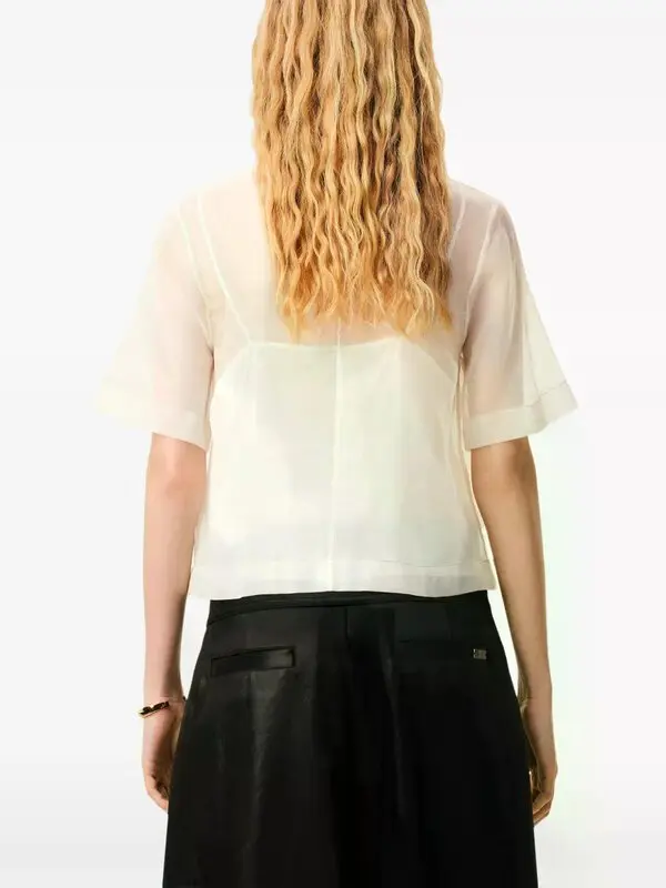 Ami Silk Sheer Short Sleeve Top - White