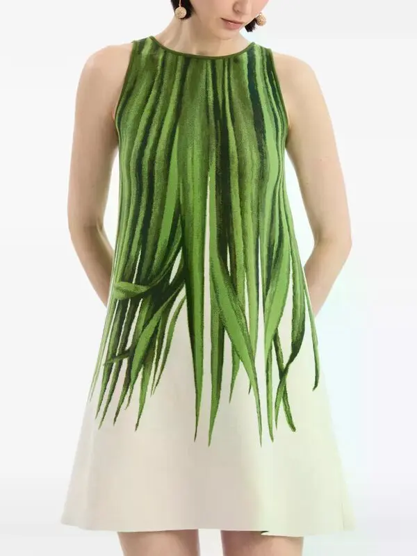 pink green bridesmaid dresses OSCAR DE LA RENTA Size 8 Green White Polyamide Blend Woven Dress Top – Sui  Generis Designer Consignment
