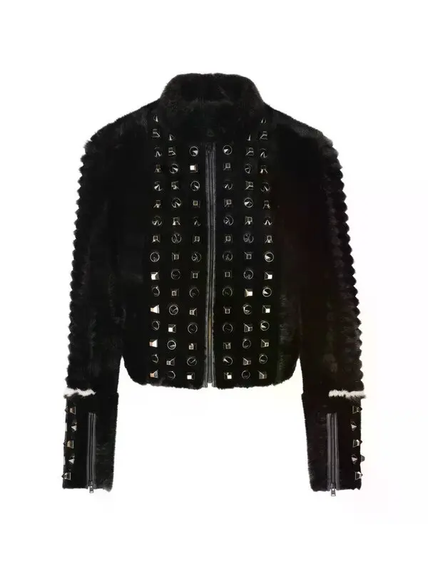 Fendi Stud-embellished Faux-fur Coat