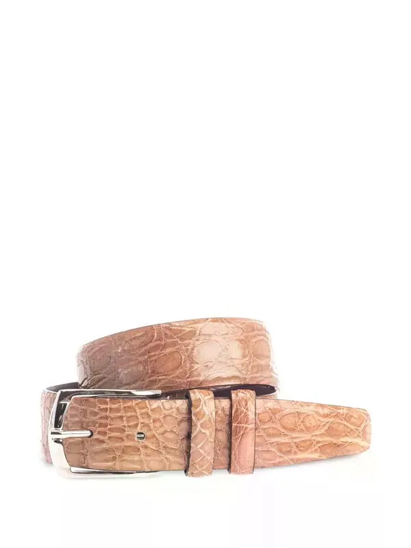 ANDREA D'AMICO Crocodile-effect Leather Belt - Brown