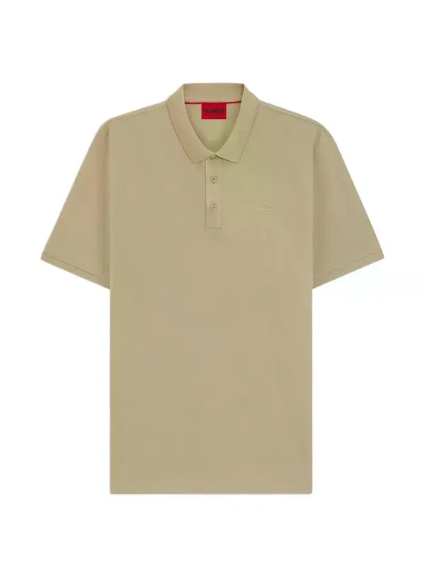 Hugo Cotton-piqué Polo Shirt With Logo Print - Neutrals