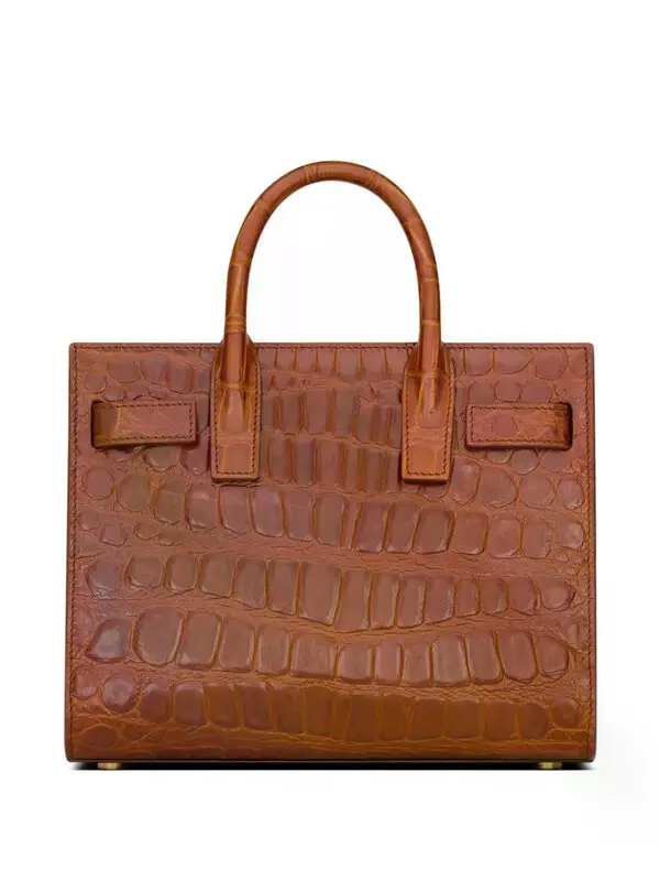 Saint Laurent Sac De Jour Crocodile-effect Leather Tote Bag - Brown