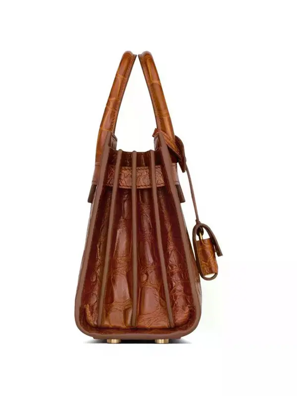 Saint Laurent Sac De Jour Crocodile-effect Leather Tote Bag - Brown