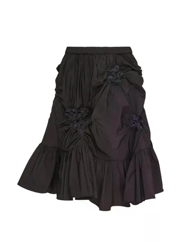 CAROLINE HU Ruched Ruffled Skirt