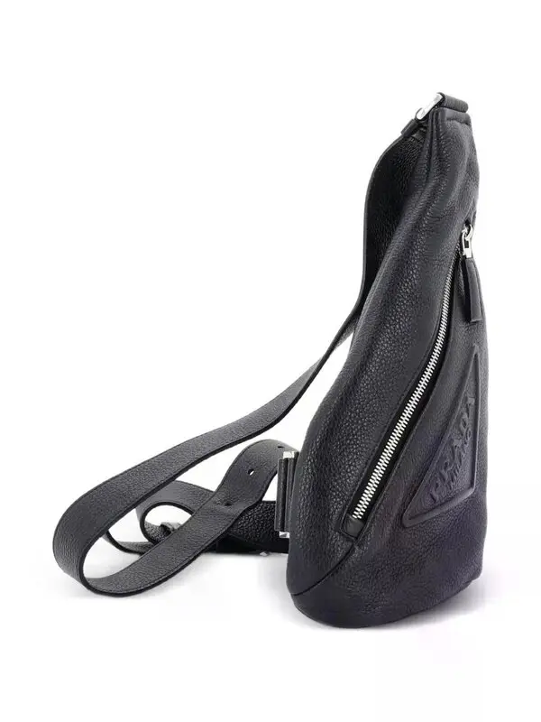 Prada Triangle Logo Sling Bag Leather Backpack