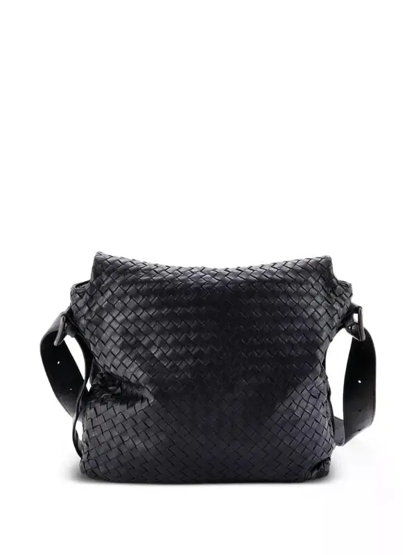 Bottega Veneta Square Flap Messenger Bag Intrecciato Nappa Medium - Black