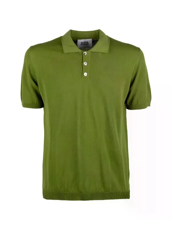 Alpha Studio Short-sleeve Knitted Polo Shirt - Green