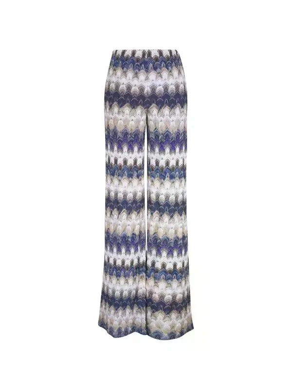 Missoni Zigzag-knit Wide-leg Trousers - Blue