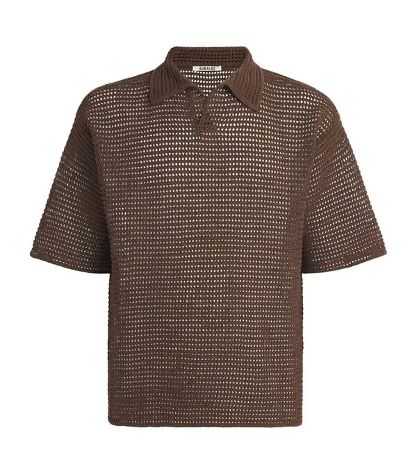 Auralee Cotton-silk Mesh Polo Shirt