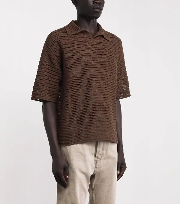 Auralee Cotton-silk Mesh Polo Shirt