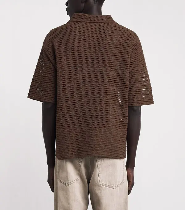 Auralee Cotton-silk Mesh Polo Shirt