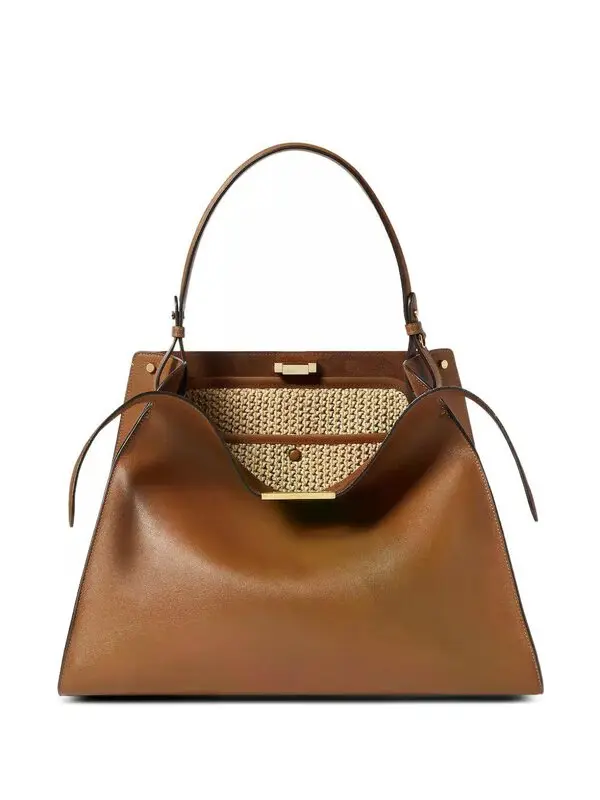 Fendi Medium Peekaboo Way Leather Tote Bag - Brown