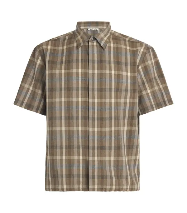 Auralee Wool Check Shirt - Brown