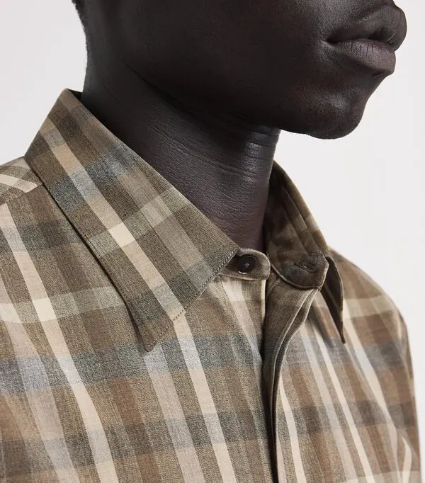 Auralee Wool Check Shirt - Brown
