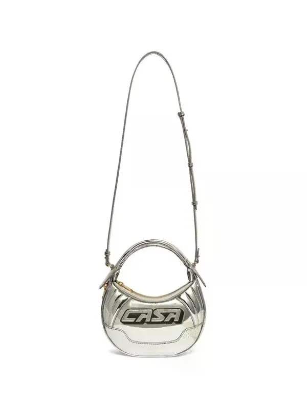 Casablanca Biker Metallic Cross Body Bag - Silver