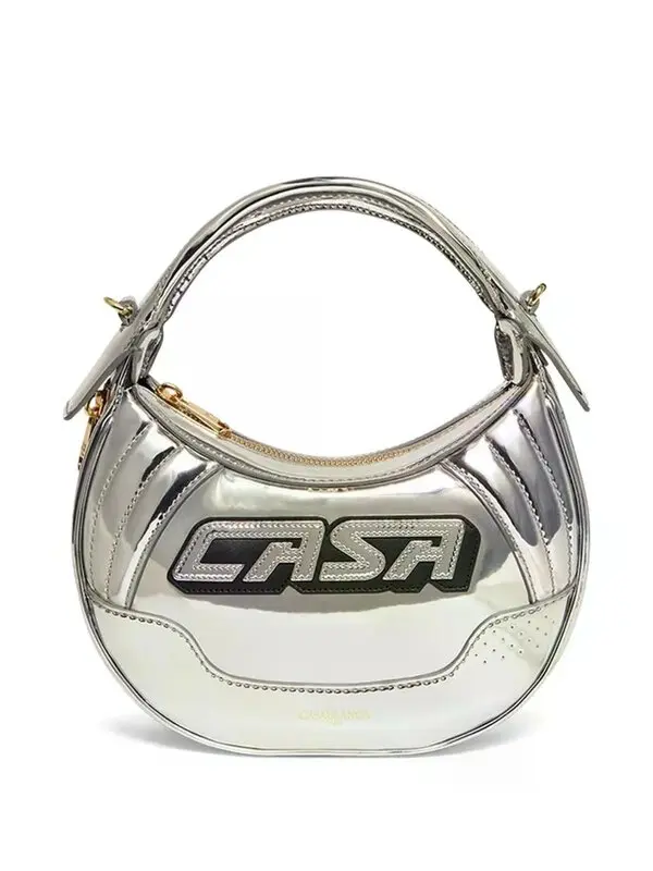 Casablanca Biker Metallic Cross Body Bag - Silver