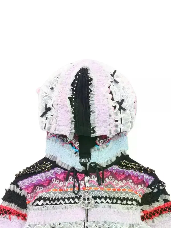 CHOPOVA LOWENA Ruffled Lace-trimmed Hoodie