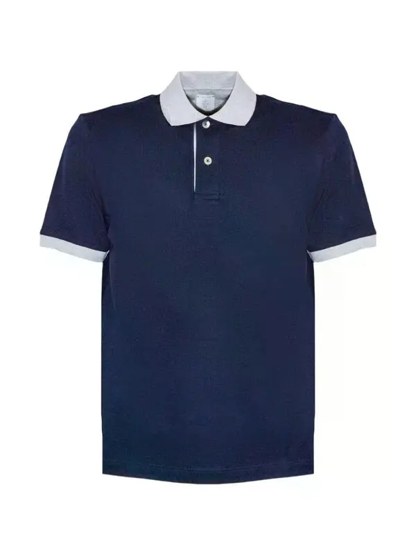 Eleventy Contrast-trim Polo Shirt - Blue