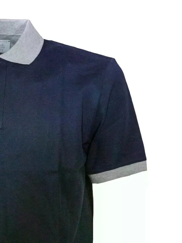 Eleventy Contrast-trim Polo Shirt - Blue