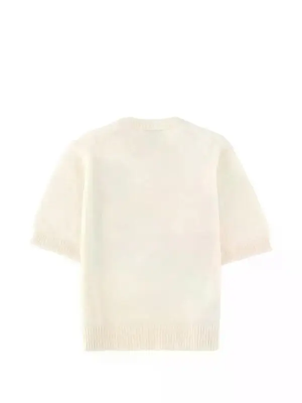 GANNI Graphic-detail Short-sleeve Sweater - Neutrals