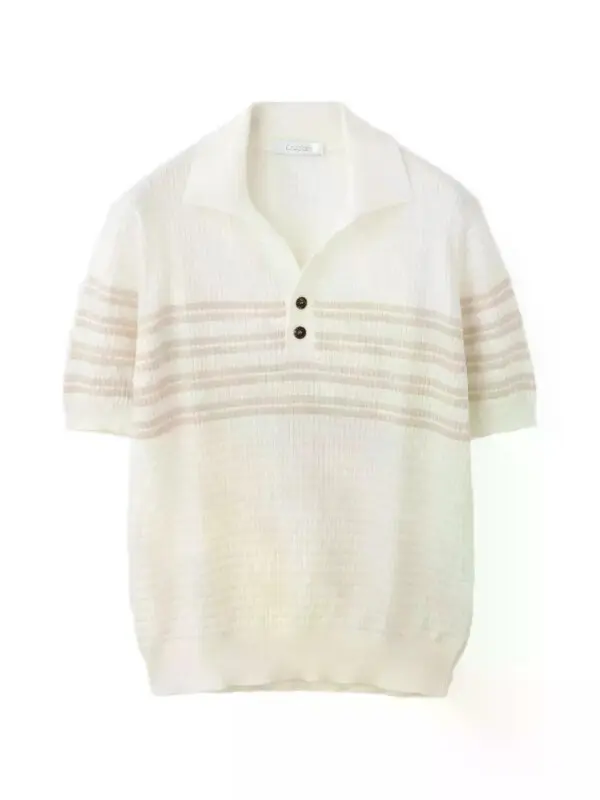 CRUCIANI Striped Waffle-knit Polo Shirt