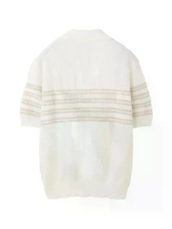 CRUCIANI Striped Waffle-knit Polo Shirt