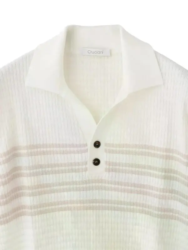 CRUCIANI Striped Waffle-knit Polo Shirt