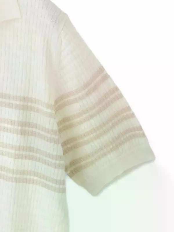 CRUCIANI Striped Waffle-knit Polo Shirt