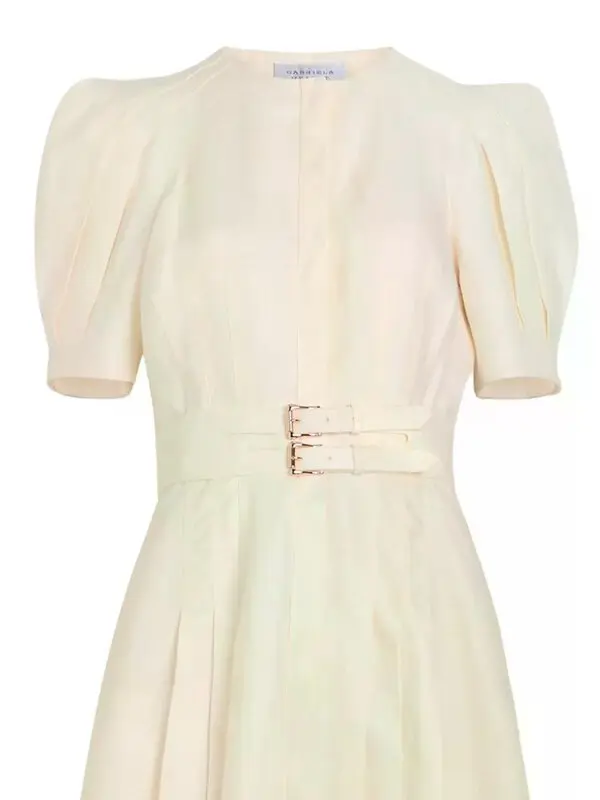Gabriela Hearst Belted Puff-sleeve Midi Dress - Neutrals