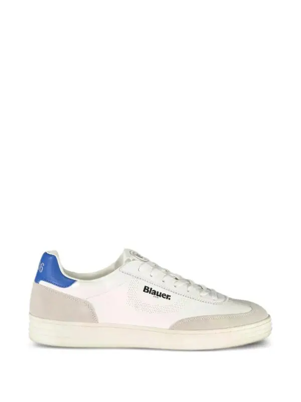 BLAUER. Colour-block Leather Sneakers - White