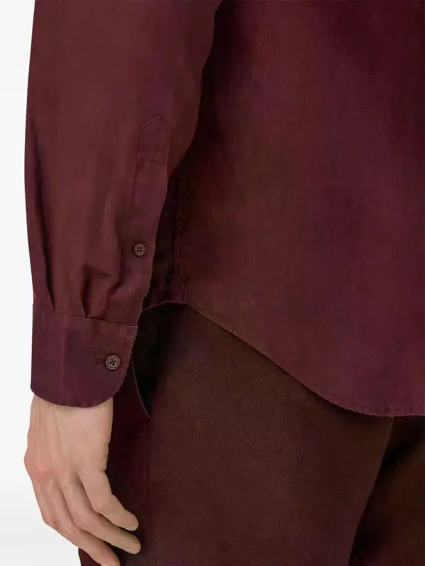 Boggi Milano Garment-washed Linen Shirt - Red