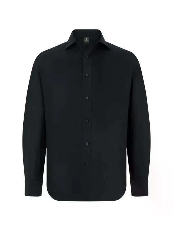 Boggi Milano Regular Fit Linen Shirt - Black