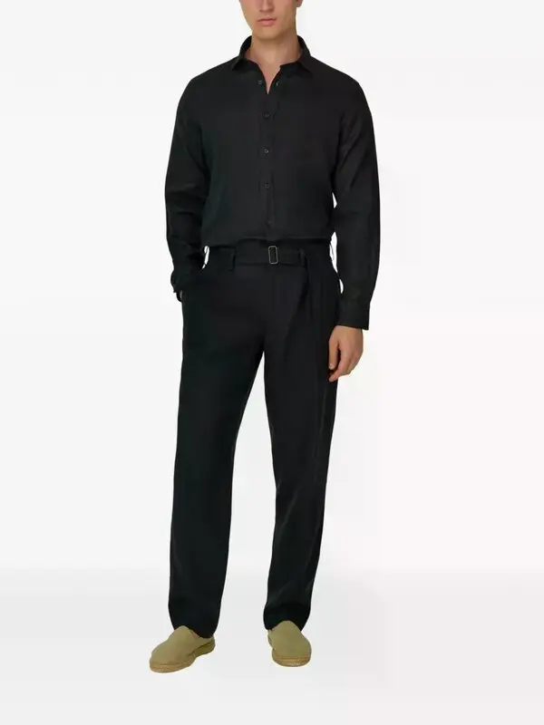 Boggi Milano Regular Fit Linen Shirt - Black