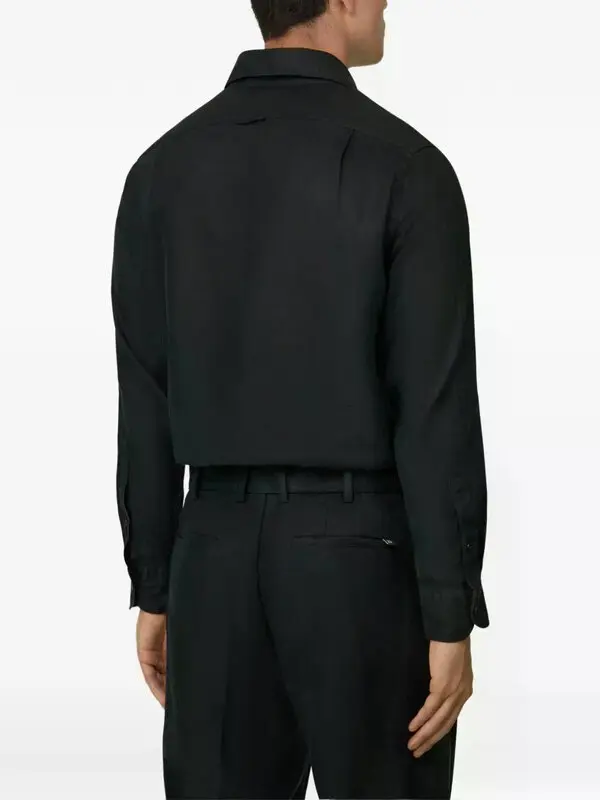 Boggi Milano Regular Fit Linen Shirt - Black