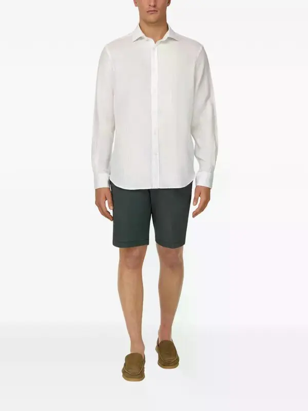 Boggi Milano Garment-washed Linen Shirt - White