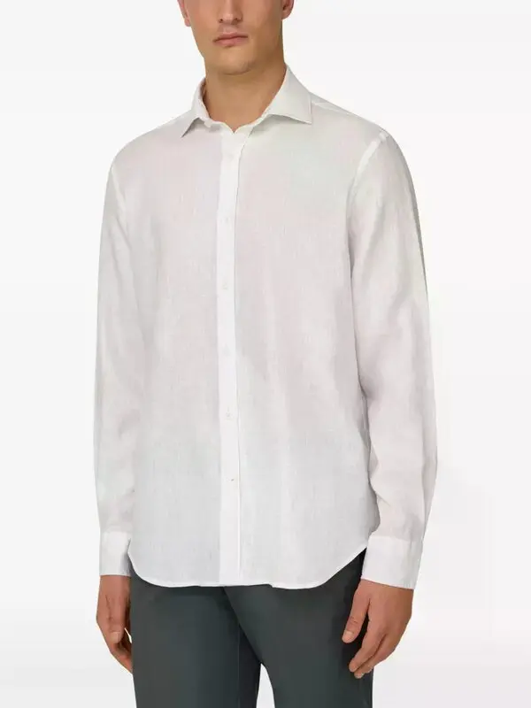 Boggi Milano Garment-washed Linen Shirt - White
