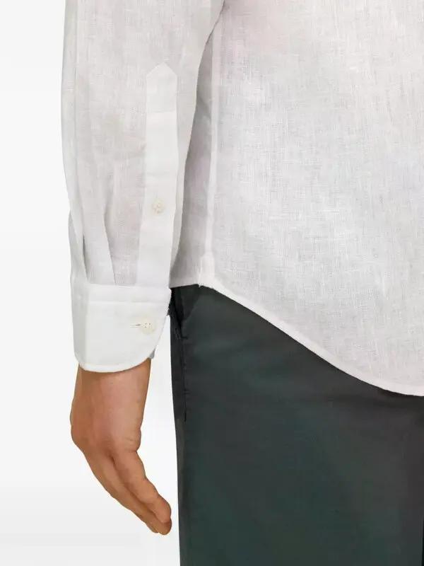Boggi Milano Garment-washed Linen Shirt - White