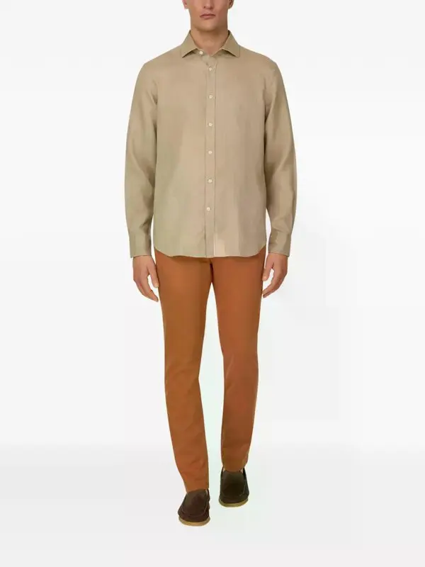 Boggi Milano Garment-washed Linen Shirt - Neutrals
