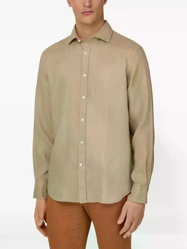 Boggi Milano Garment-washed Linen Shirt - Neutrals