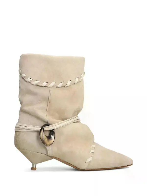 GISEL MOIRE Ariel Whipstitch-trim Wrap-around Ankle Boots
